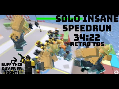 Retro TDS Solo Insane Mode 34:22 Speedrun #roblox #speedrun #speed # ...