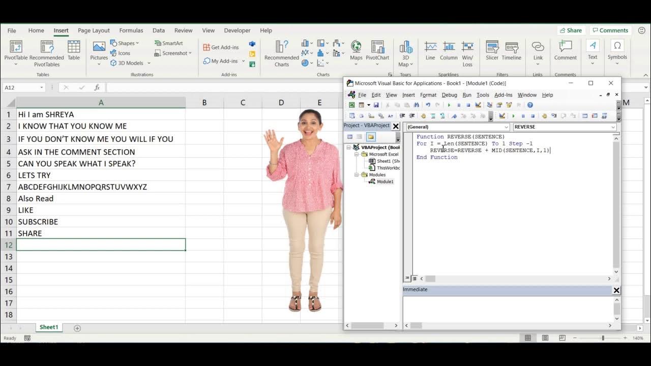 EXCEL VBA | MACRO | REVERSE A STRING USING VBA CODE - YouTube