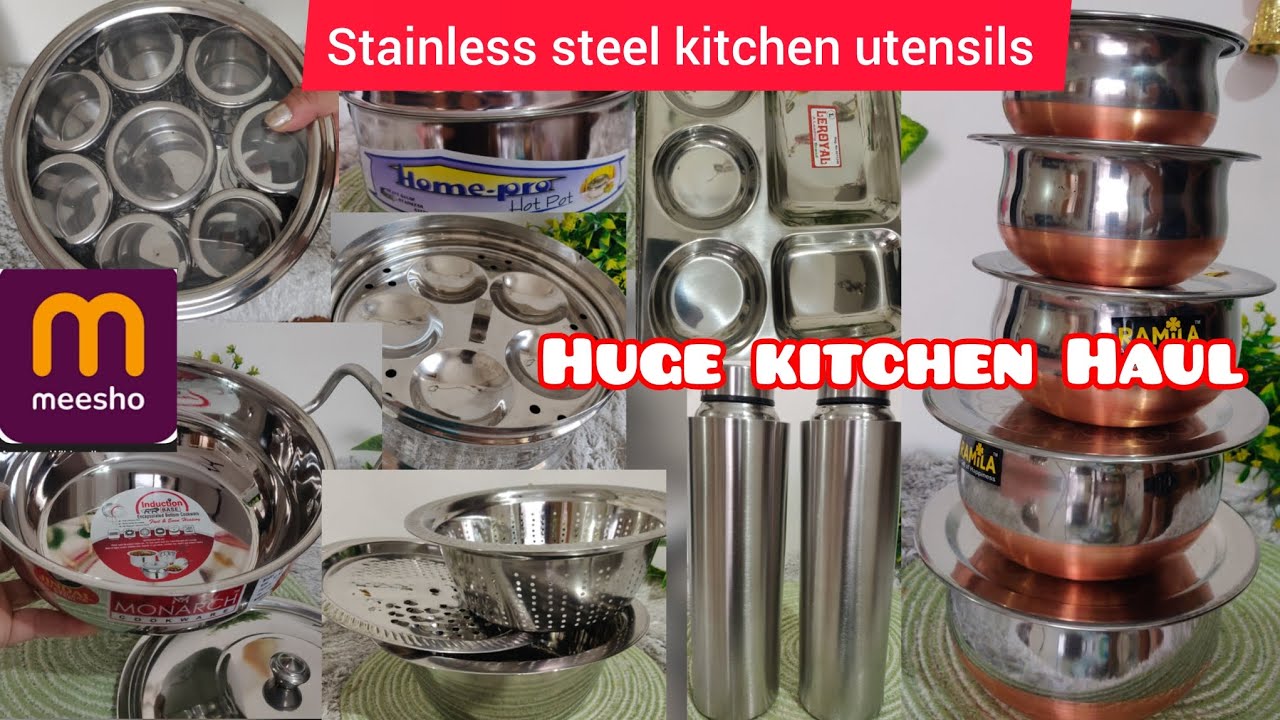 Huge Meesho Stainless steel kitchen utensils haul | meesho kitchen haul ...
