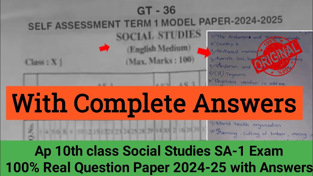 💯10th class Sa1 social studies real question paper and answers 2024|Ap ...