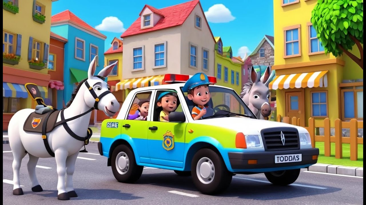 Traffic Police Donkey Stops the Busy Cars 🐴🚦 | 3D Animated Nursery ...