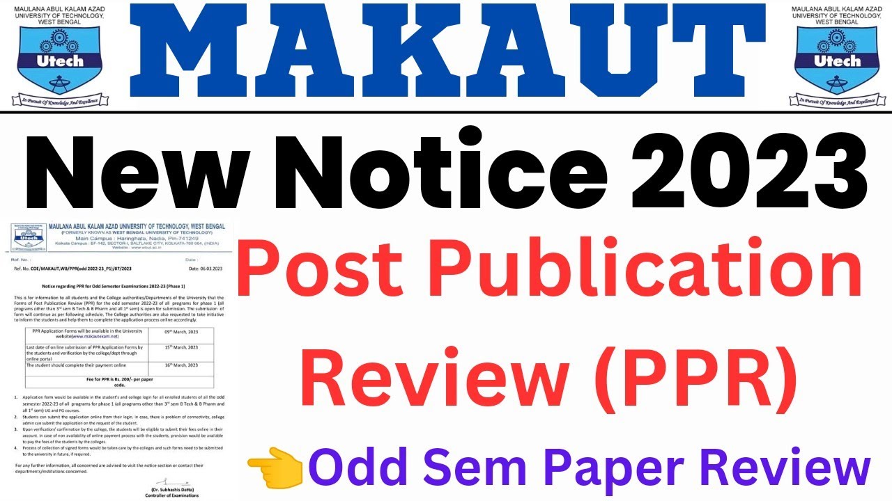 MAKAUT New Notice 🤔 | Odd Sem Paper Review | PPR Full Process 👍 - YouTube