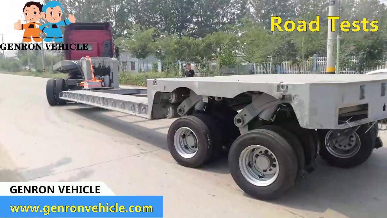 GENRON VEHICLE 2 line 4 axle detachable gooseneck lowboy trailer road ...