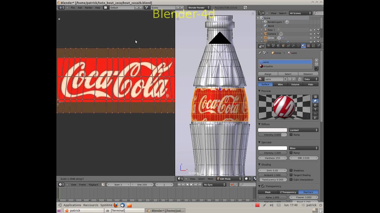 Textures bouteille Coca Cola Blender 2.5x (Partie 3) - YouTube