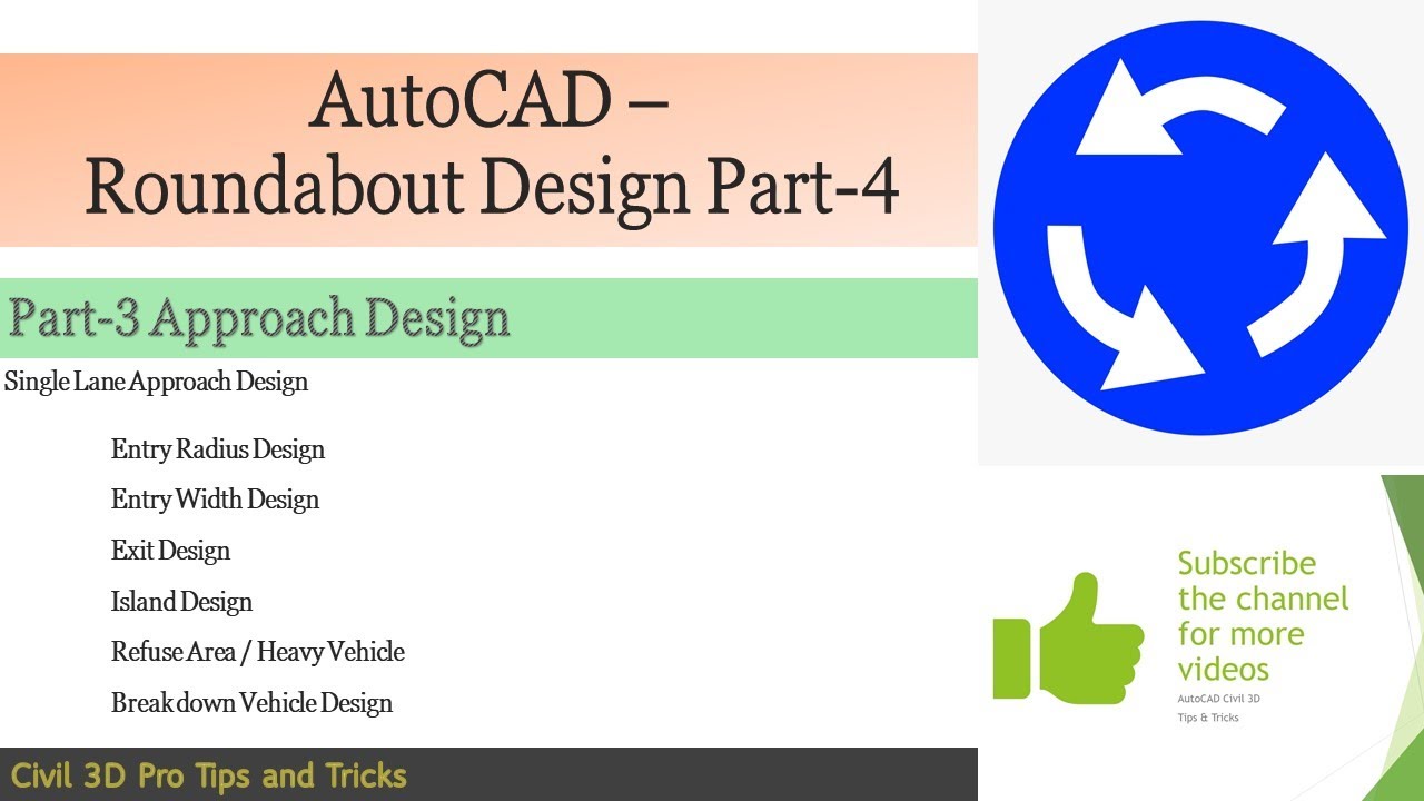 AutoCAD - Roundabout Design Part 4: Approach Design - YouTube