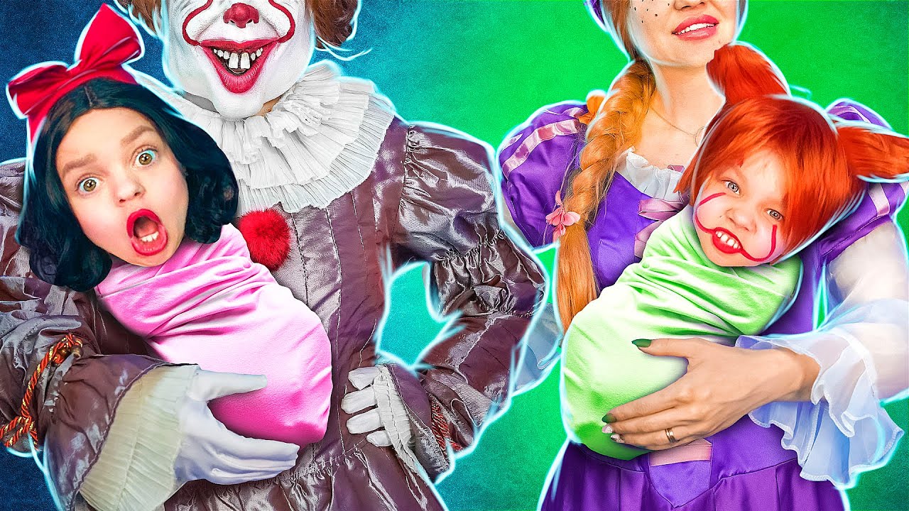 Bad Princess vs Good Princess! Mixed up the daughters of a scary clown ...