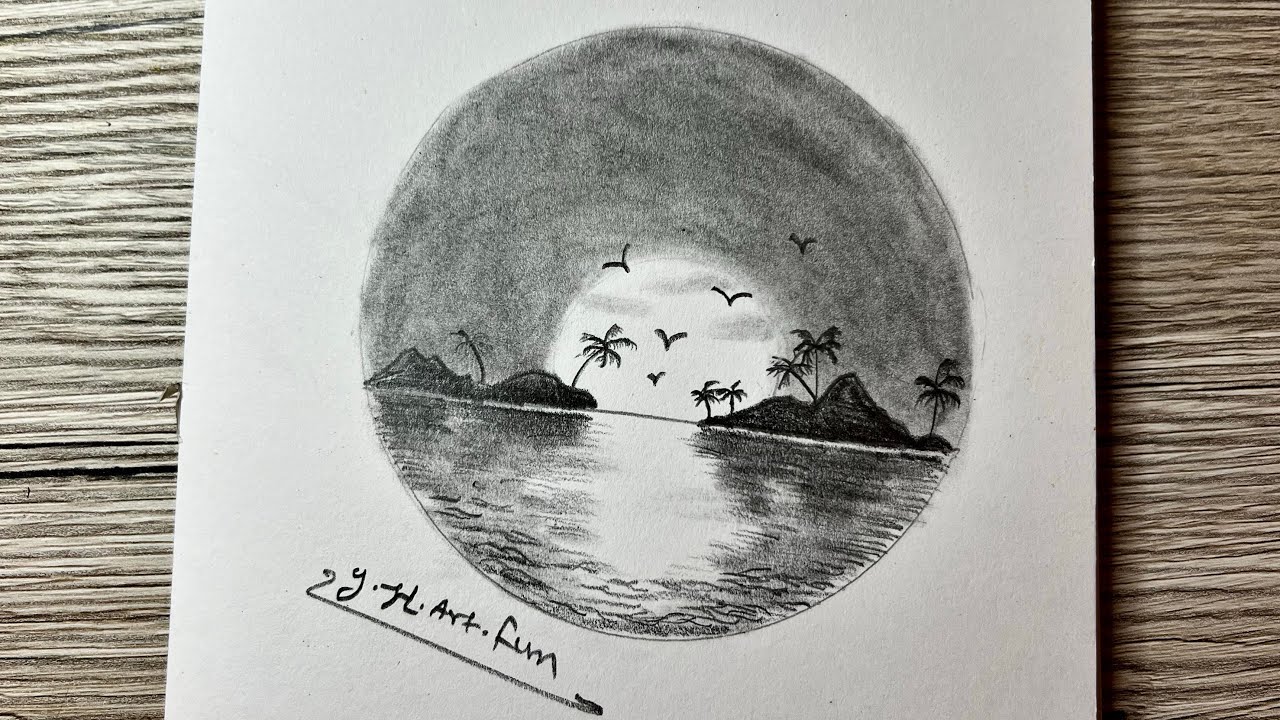 Einfach Landschaft Zeichnen Met Bleistift ||Schritt Für Schritt ...