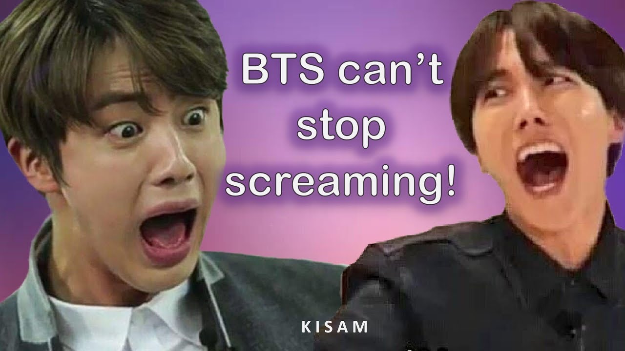 BTS screaming and being scared for 6 min straight - YouTube