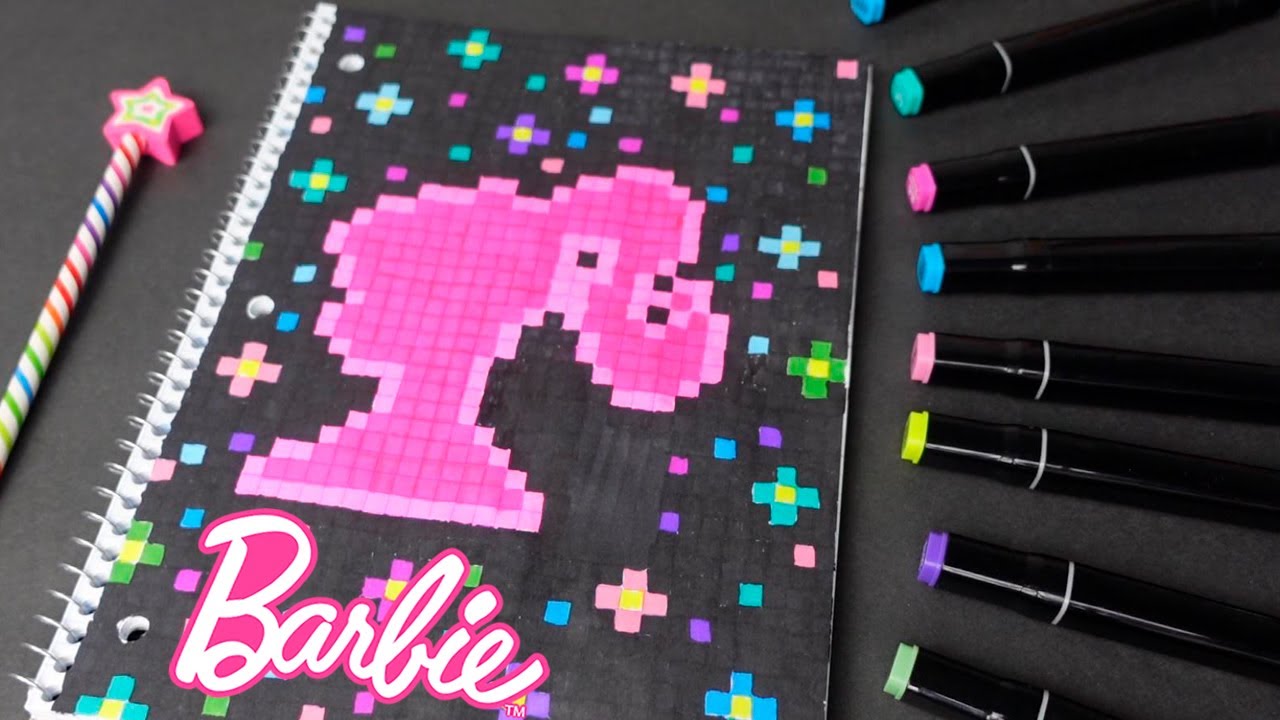 IDEA DE PORTADA PARA TU CUADERNO📕 | BARBIE | PIXEL ART - YouTube