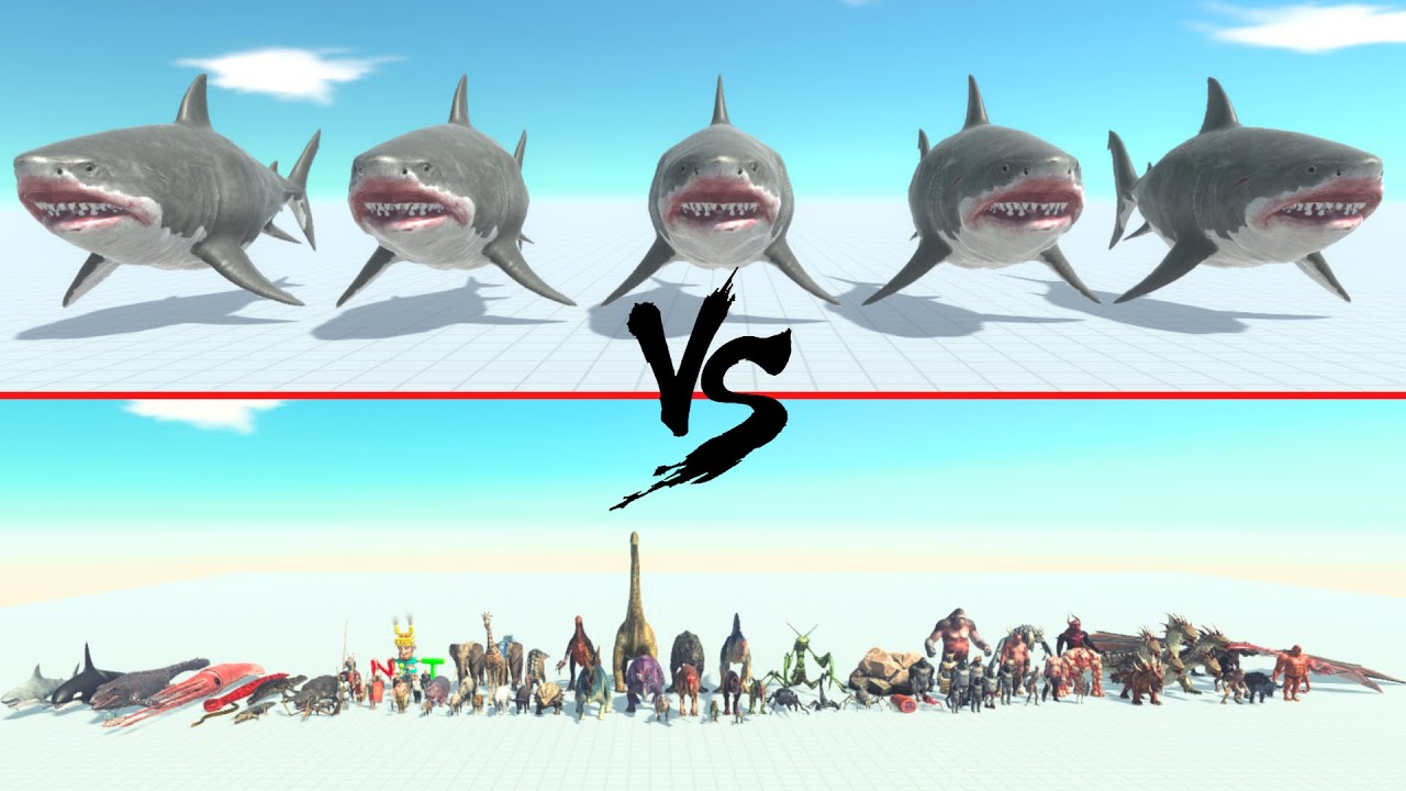 5x Mutant Megalodon Vs All Units ARBS | Animal Revolt Battle Simulator ...