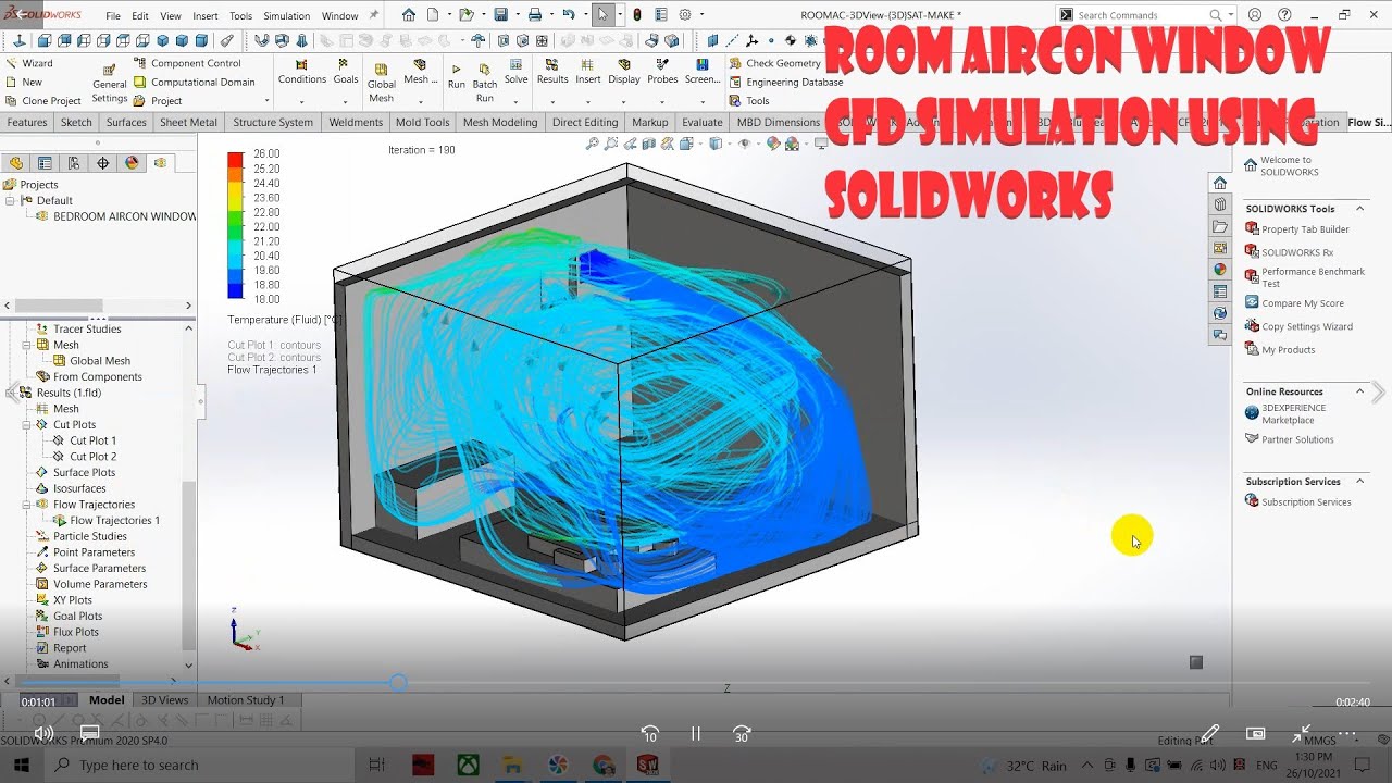 ROOM AIRCON WINDOW TYPE CFD SOLIDWORKS - YouTube