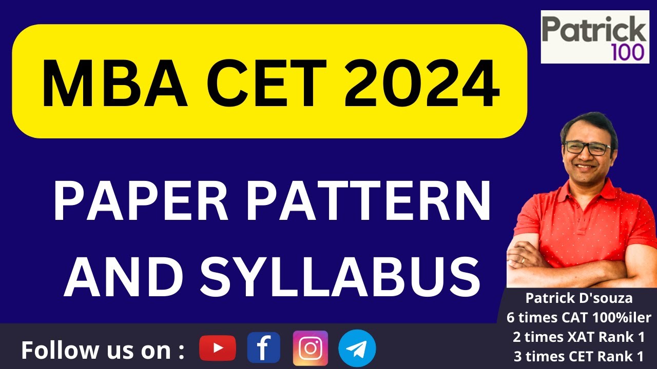 MBA CET 2024 | Paper Pattern and Syllabus | Patrick Dsouza | 3 times ...