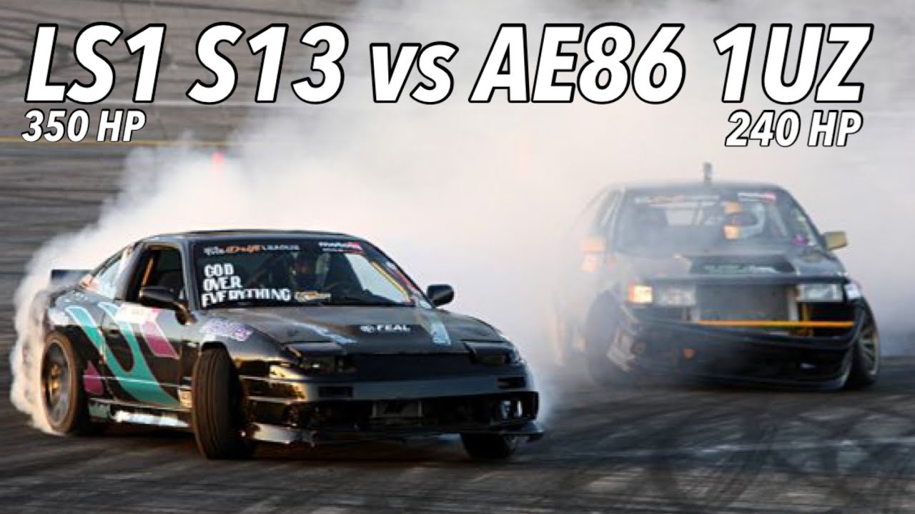 DRIFT BATTLE! S13 LS1 vs AE86 1UZ - YouTube