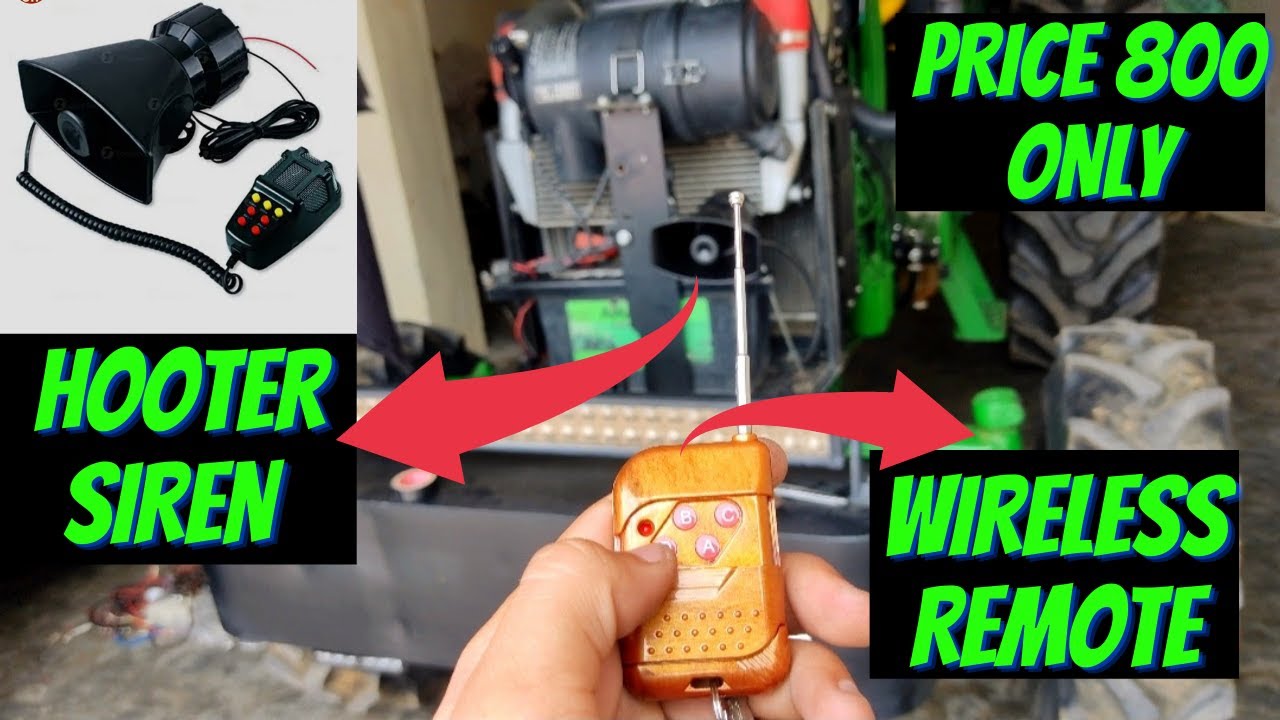 How to install hooter siren in tractor// wireless remote control siren ...