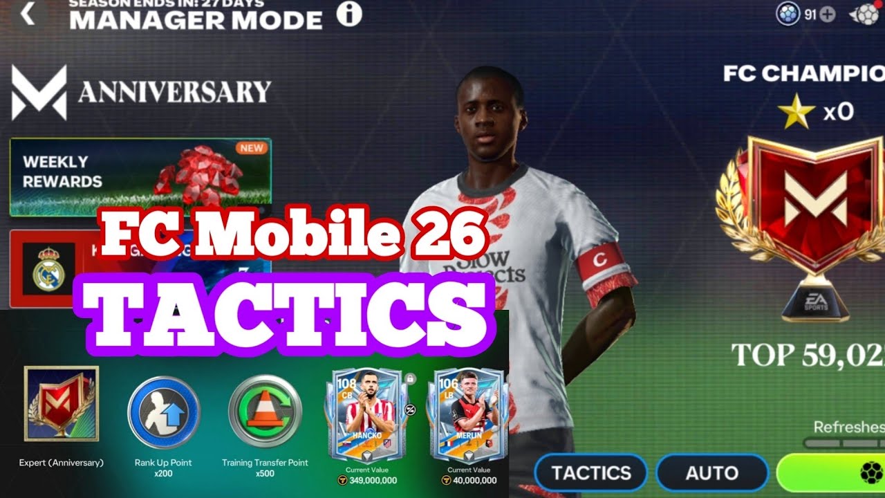 Manager Mode Tactics FC Mobile 26 | 4-1-2-1-2 Narrow Tactics FC Mobile ...