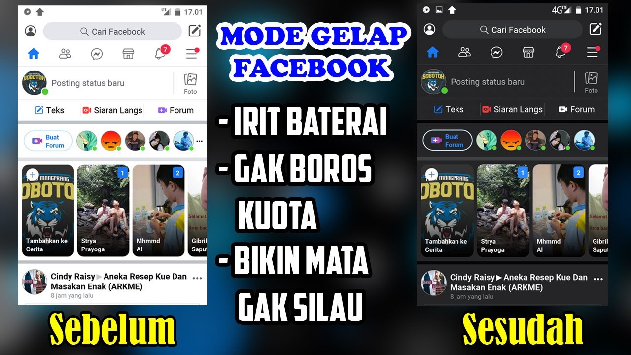 Trik Cara Mengubah Tampilan Facebook Menjadi Dark Mode atau Mode Gelap // Hp Android - YouTube