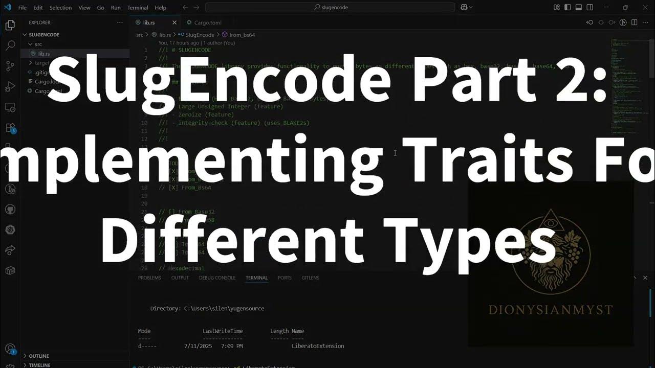 [Rust] [Voice] SlugEncode Part 2: Implementing Traits For Different Encoding Types - YouTube