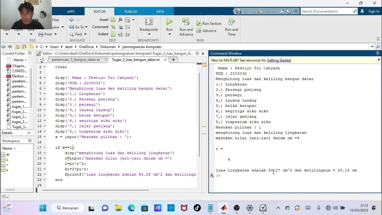 Membuat program untuk Menghitung Luas dan Keliling Bangun Datar ...