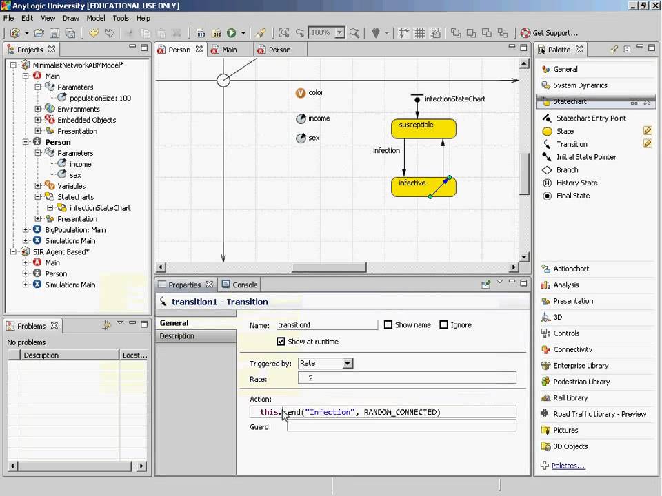 Discrete Inter agent Dynamics, Messaging Nugget 13show how to add transition to state itself to ...