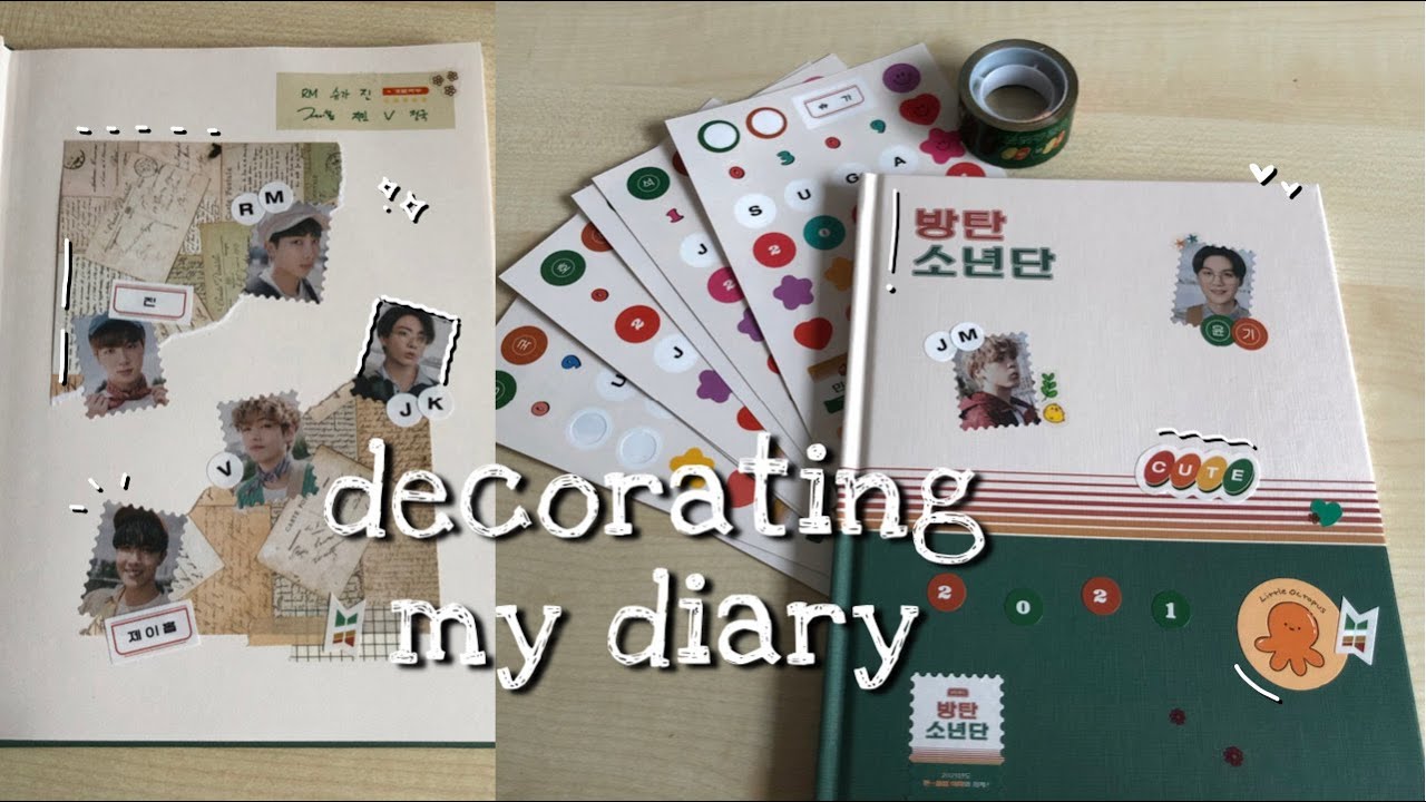 decorating my bts season's greetings 2021 diary - YouTube