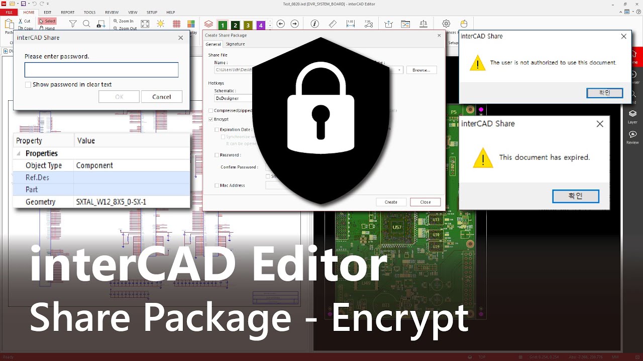 PCB Layout 및 Schematic(설계도면) 암호화하여 공유하기 #interCAD Editor - YouTube