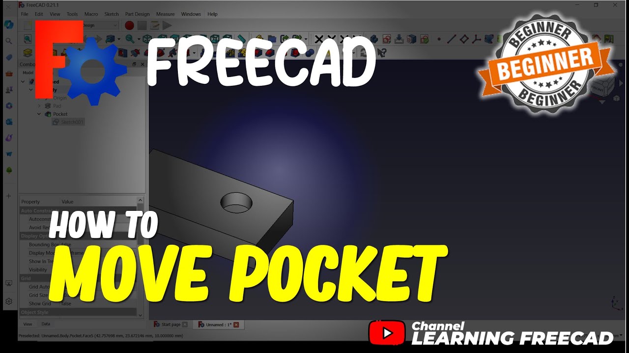 FreeCAD How To Move Pocket - YouTube