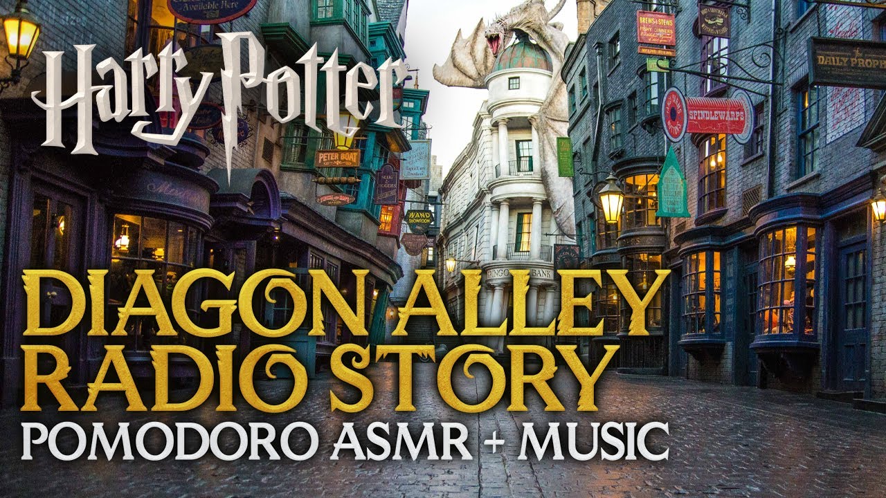 STUDY SESSION: DIAGON ALLEY TOUR + Radio Story 📻🍻 Harry Potter Pomodoro ...