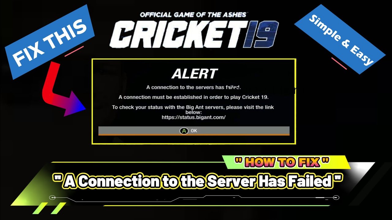 Cricket 19 Server Connection error - Fix Server Connection Failed error in Cricket 19 - MV ...