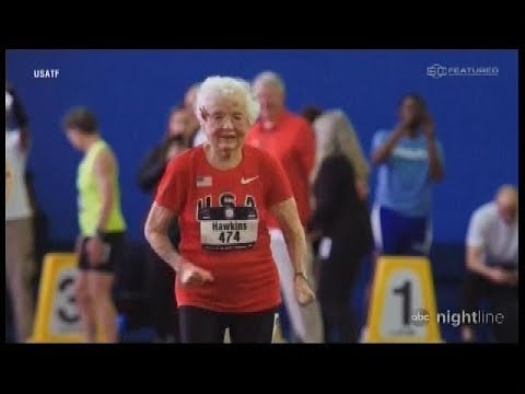 Julia 'Hurricane' Hawkins, 103yr Old Runner Wins Gold - YouTube