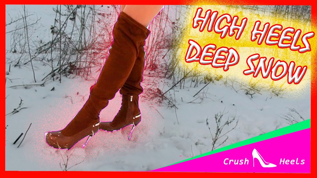 Walking on Snow Very High Heels - YouTube