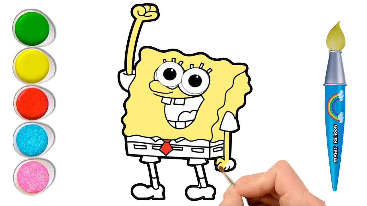 Sponge bob Drawing Easy, Painting and Coloring for Kids & Toddlers ...