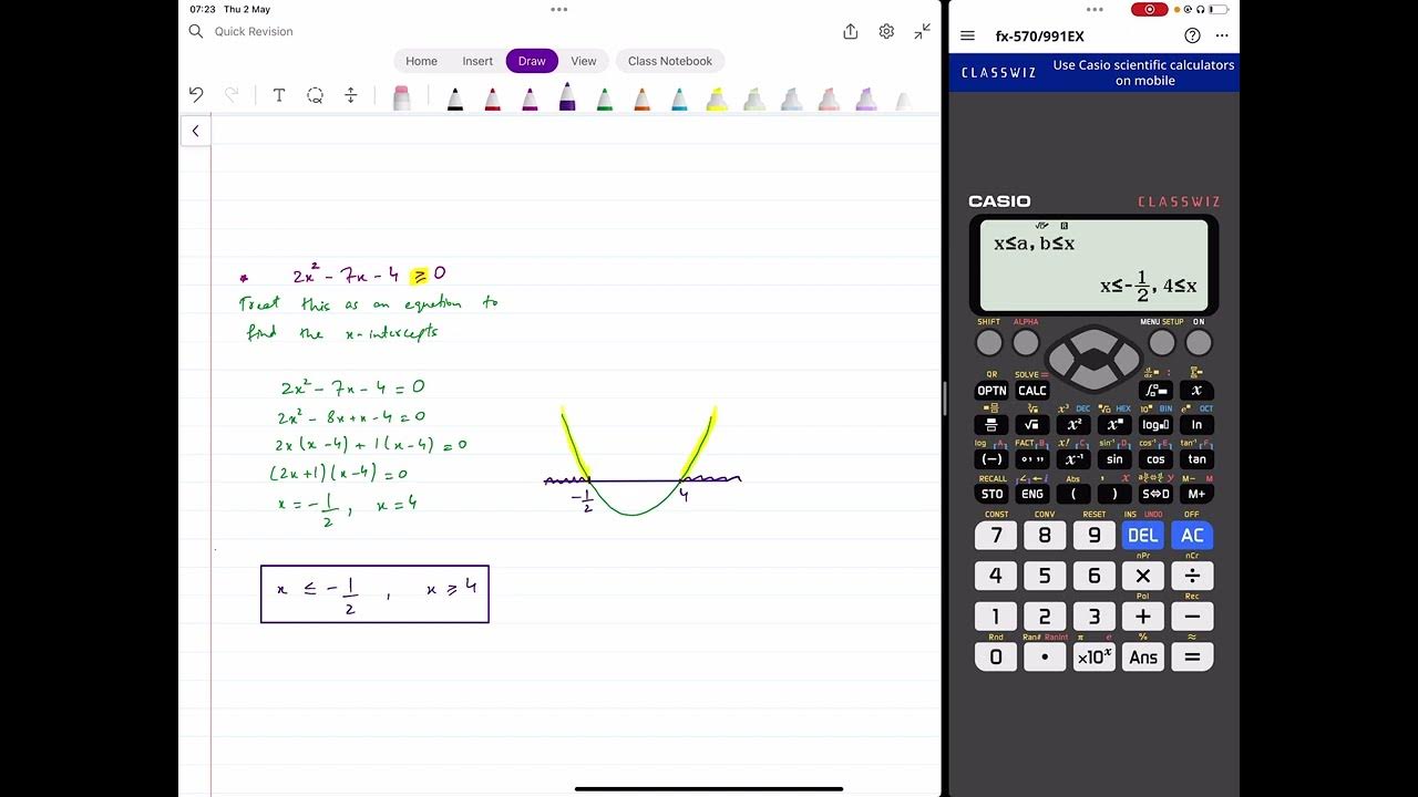 Using Calculator to Solve Quadratic Equations/Inequalities ...