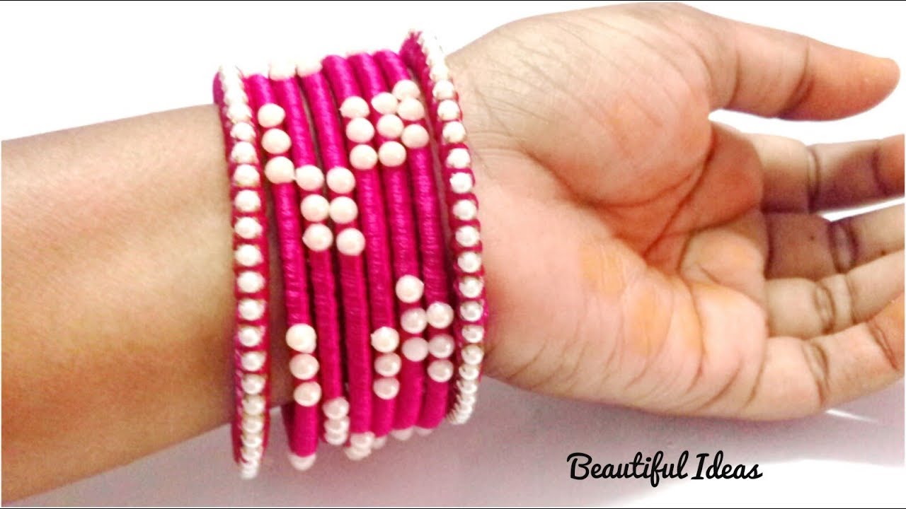 How to Make Silk thread Designer Bangles/Pearl Designer Bangles/ thread ...