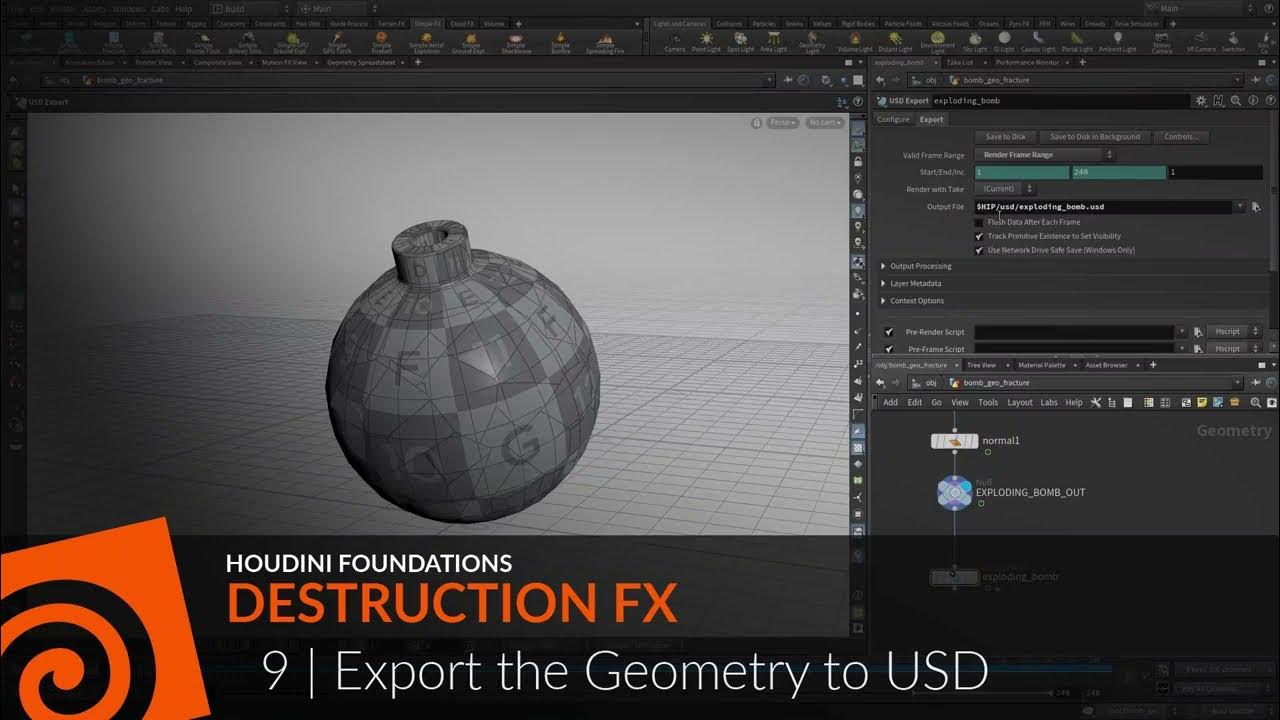 Houdini Foundations | Destruction FX 09 | Export the Geometry to USD - YouTube
