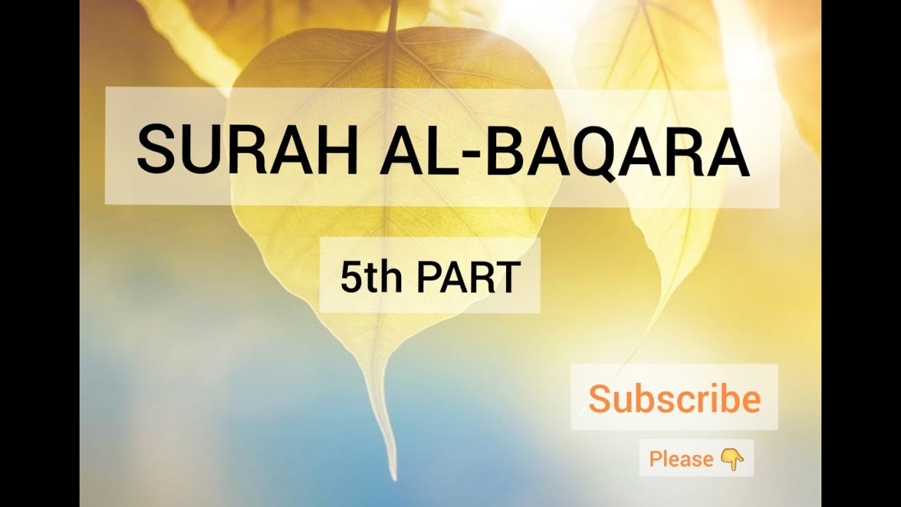 Surah Al- Baqara 5th part - YouTube