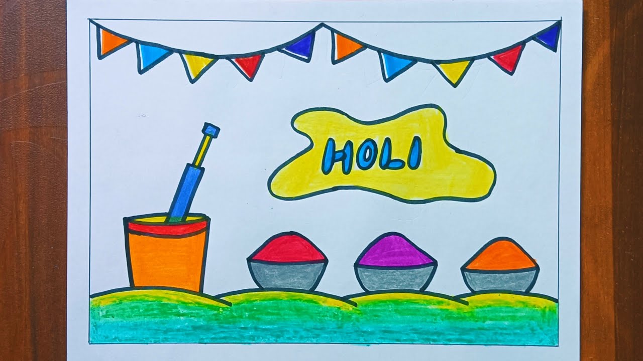 Celebrate Holi with Colors/Easy Drawing Tutorial/Holi Drawing Tutorial ...