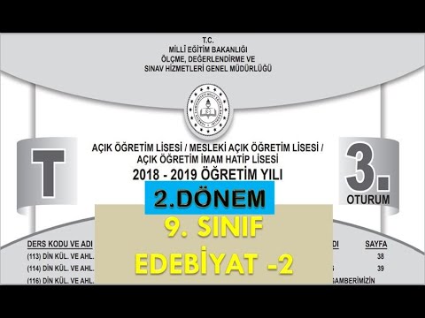 Açık Öğretim Lisesi Edebiyat 2 Çıkmış Sorular | 2018 2019 2. Dönem