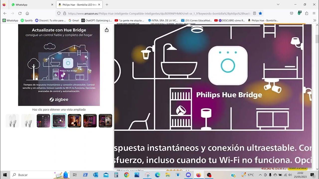 Bombilla LED casquillo fino Philips Hue. Prof. Ingeniero Informático Eduardo Rojo Sánchez - YouTube