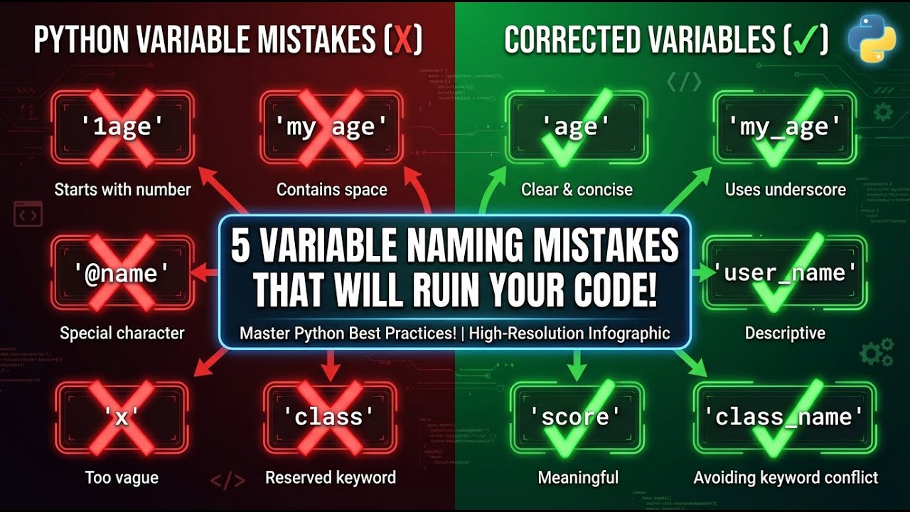 5 Variable Naming Mistakes That Will Ruin Your Python Code - YouTube