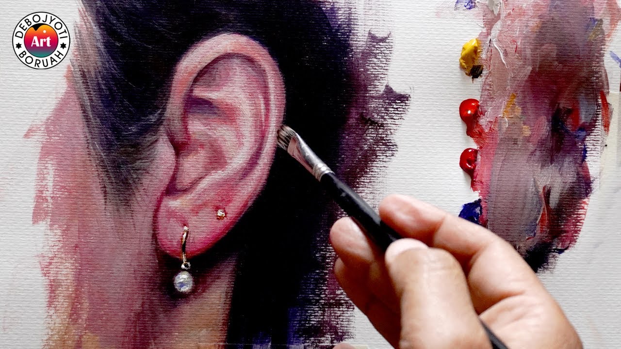 Acrylic Ear Painting Tutorial | Realistic Techniques for Beginners by ...