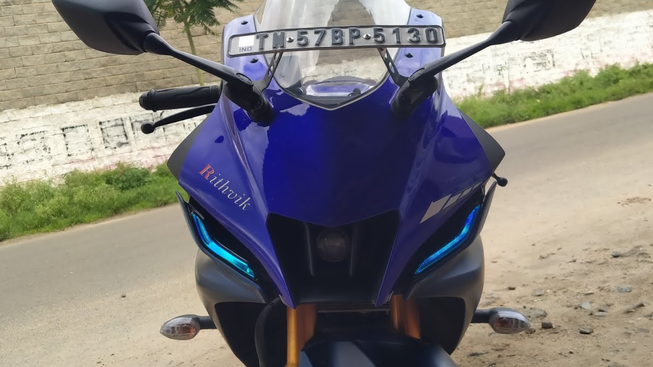 R15 Bike Head Light Eye Stickers Modified - YouTube