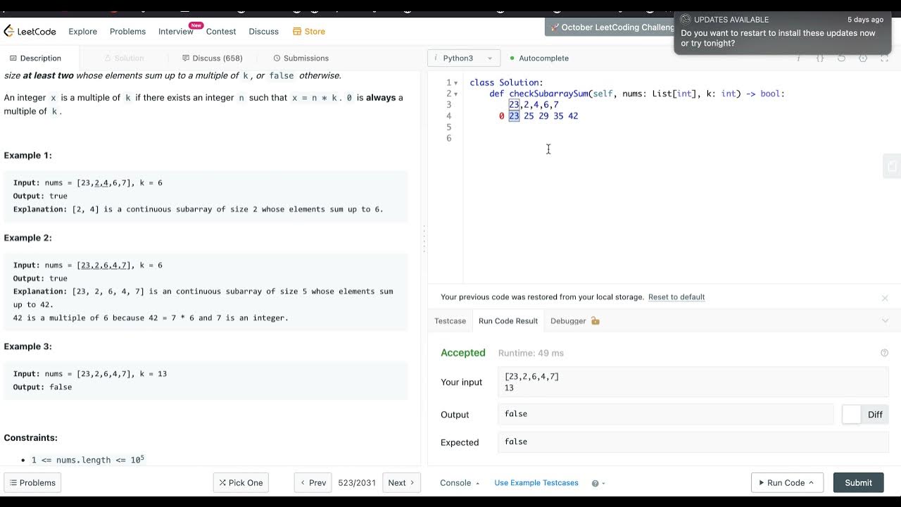 python Leetcode 523. Continuous Subarray Sum - YouTube