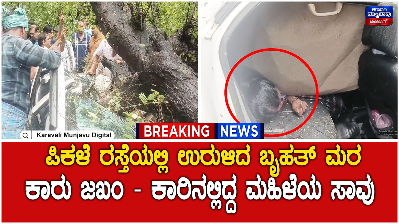 Big Tree Fall On Car | ಪಿಕಳೆ ರಸ್ತೆಯಲ್ಲಿ ಉರುಳಿದ ಬೃಹತ್ ಮರ - ಕಾರು ಜಖಂ - ಕಾರಿನಲ್ಲಿದ್ದ ಮಹಿಳೆಯ ಸಾವು ...