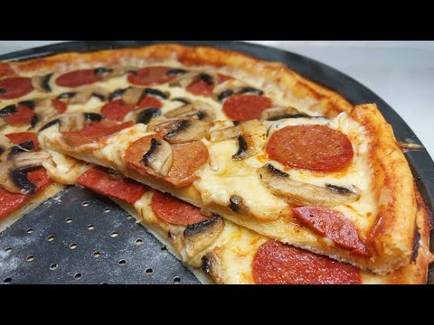 Əsl pizza xəmiri necə hazırlanır/Sucuklu pizza/ Pizza tarifi/mantarlı sucuklu pizza/