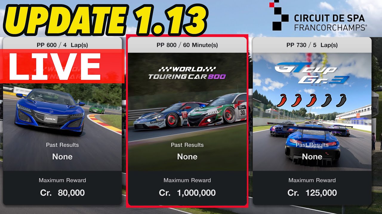GT 7 | Update 1.13 - Spa 1 Hour Race | LIVE - YouTube