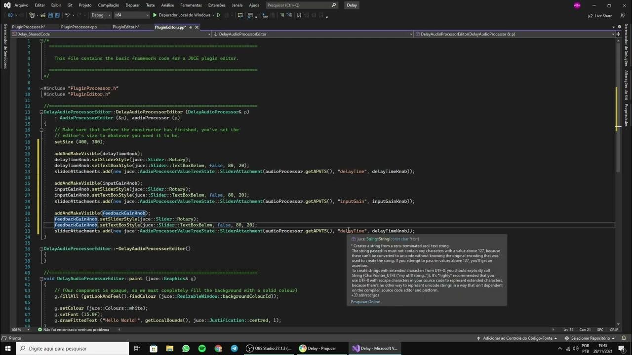 Audio DSP C++ com JUCE Tutorial 2. Pluggin de Delay Pt 1 - YouTube