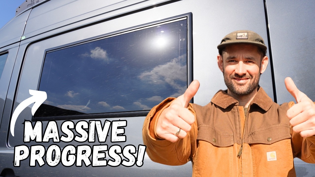 HUGE PROGRESS! Double SAFARI Window Install || Budget Off Grid DIY VAN ...