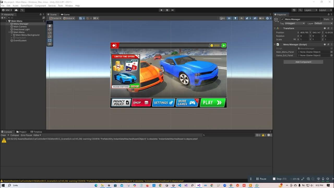How To Add An Back And No Home Functions in Unity - YouTube
