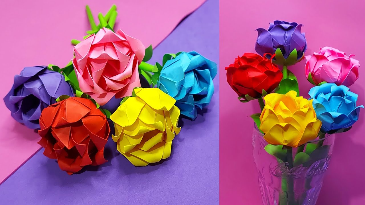 Handmade Paper Rose | Easy and Beautiful Paper Flower Rose Making | DIY ...