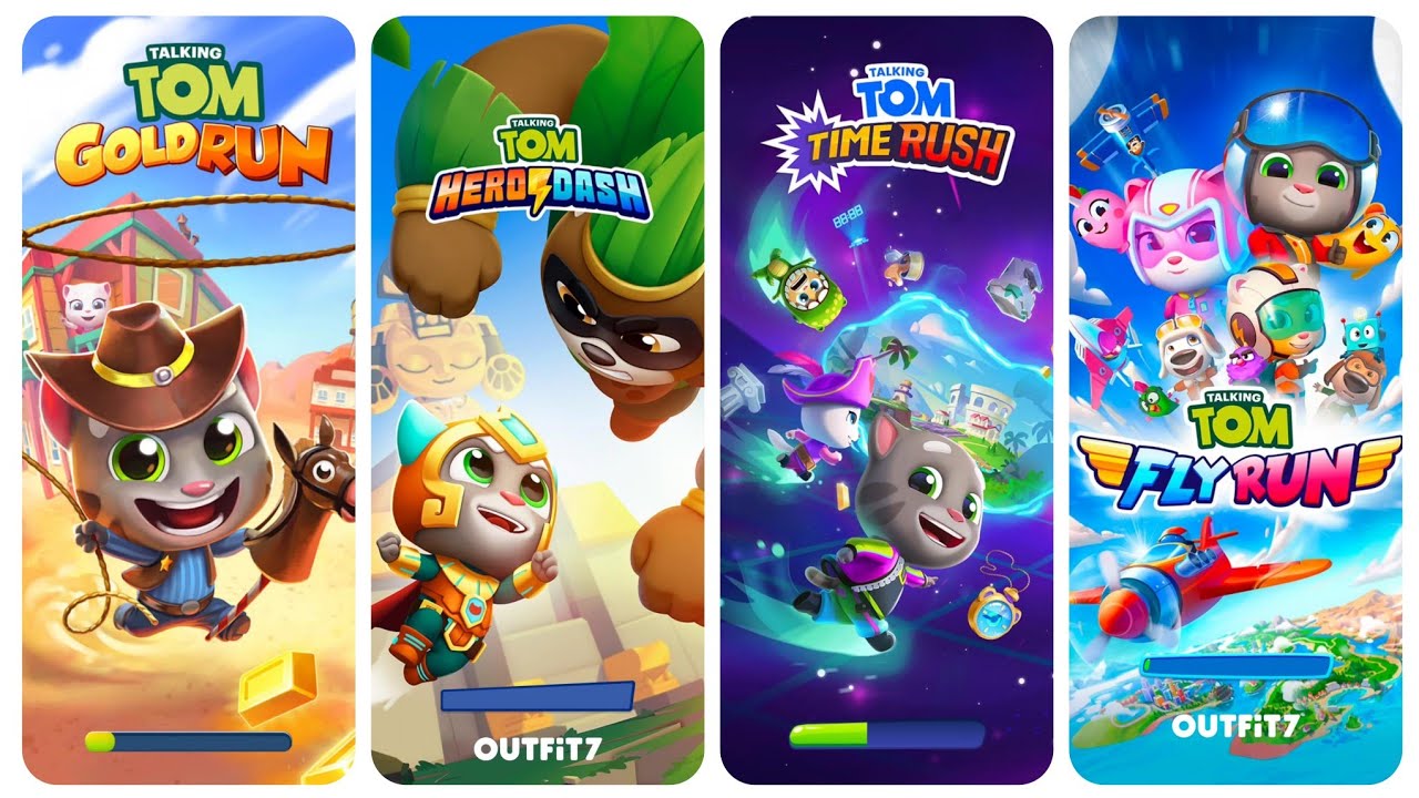 Talking Tom Gold Run Wild West vs Talking Tom Hero Dash Jungle World vs ...